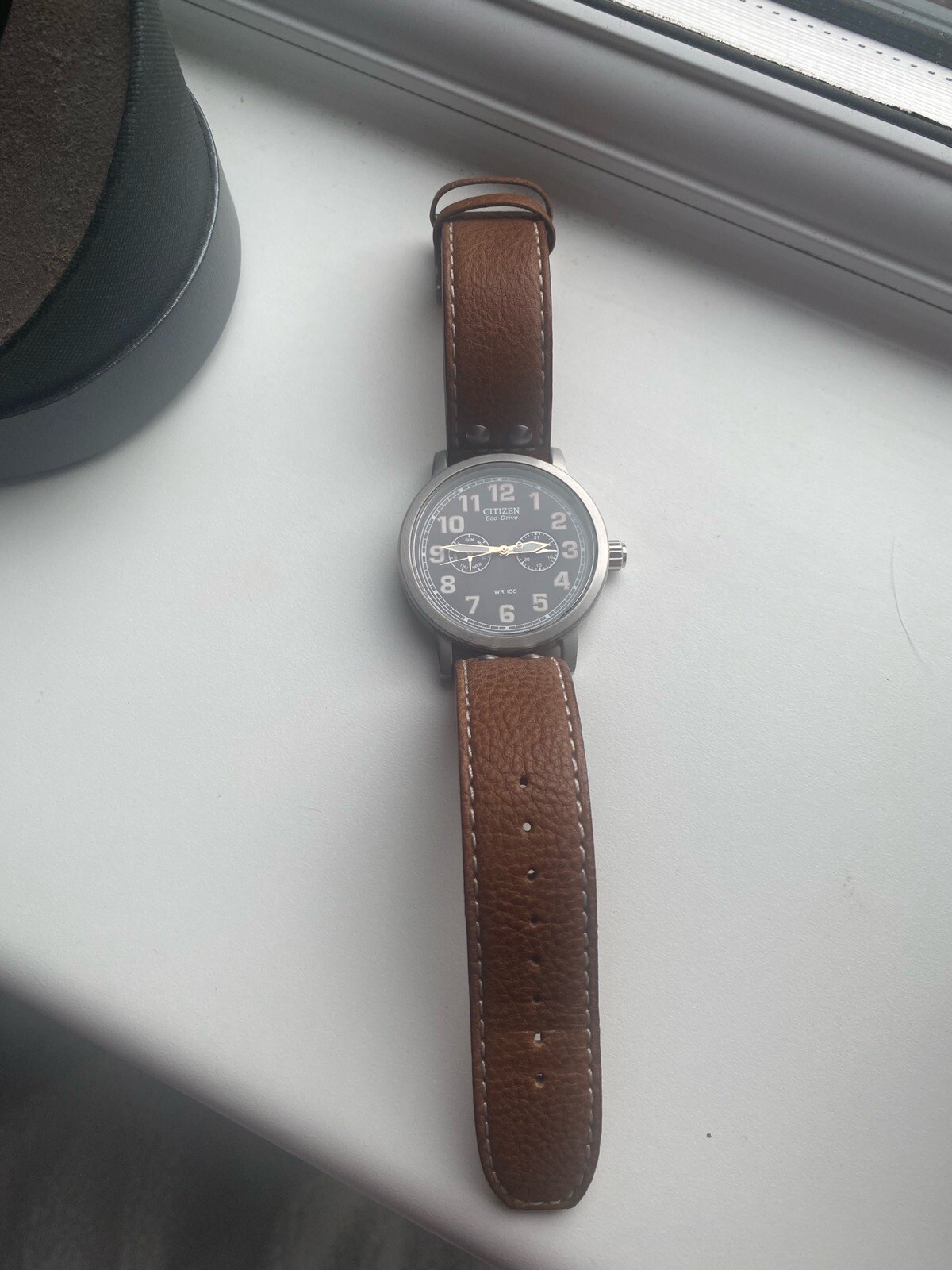 Citizen Eco Drive Men’s Watch 8635-SO86167 with brown leather strap ...