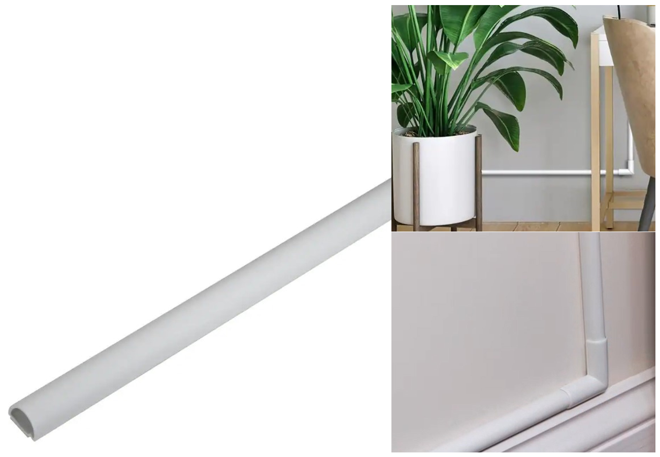 White Cord Cover 5 ft. Channel Wiremold CordMate, Hiding 1 Cable in ...