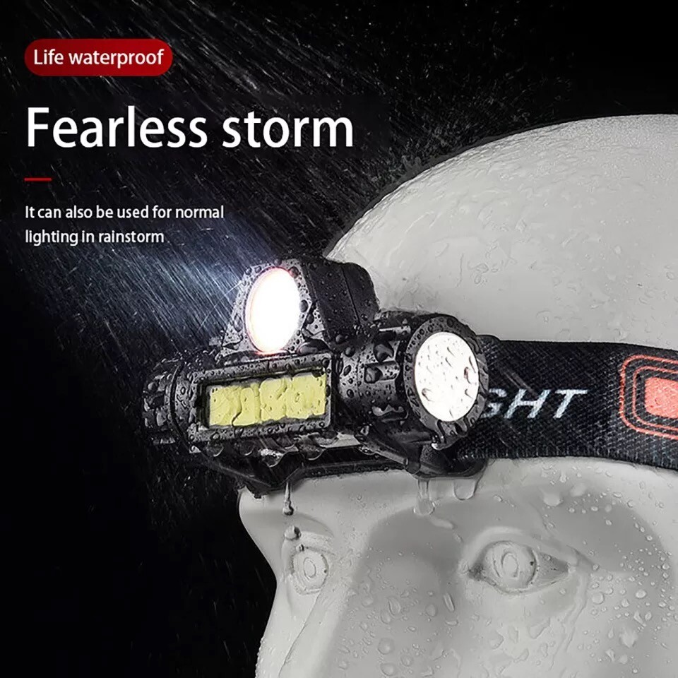 2 Pack USB Rechargeable Waterproof LED Headlamp Headlight Head Light ...