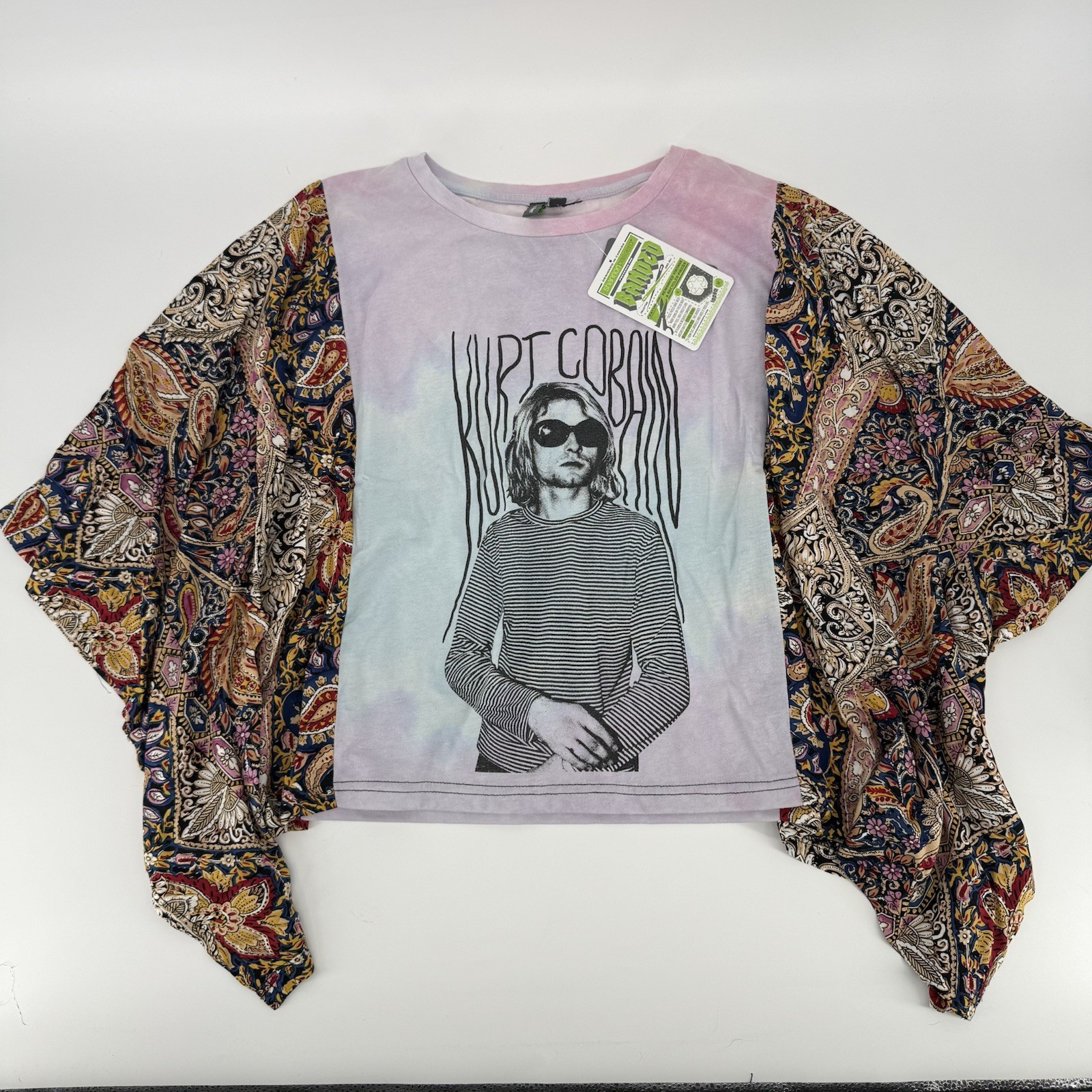 Kirt Coban Cropped Band Tee Concert Paisley Boho Bell Sleeve One Of A ...