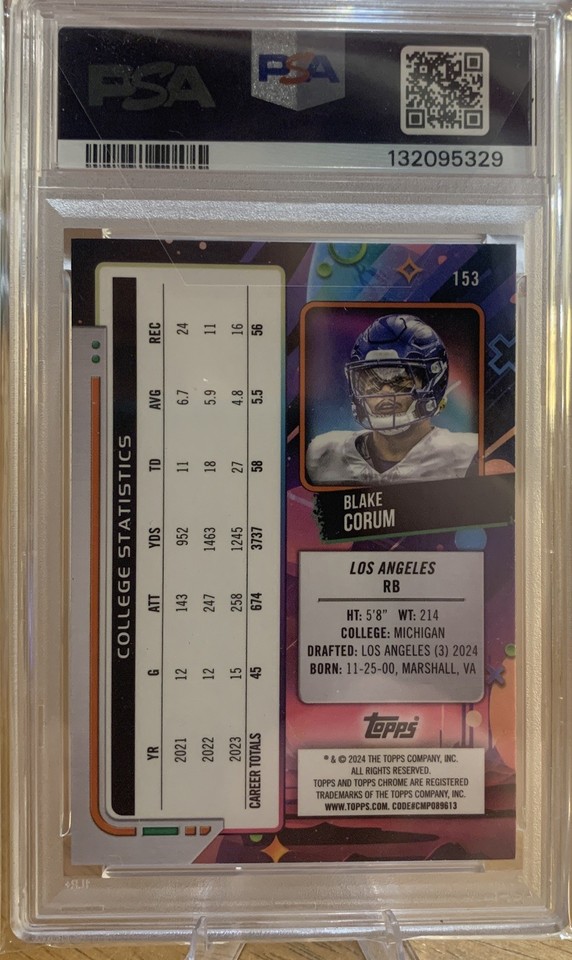 2024 Topps Cosmic Chrome BLAKE CORUM RC Nucleus Refractor RC SS 💎PSA 10 ...