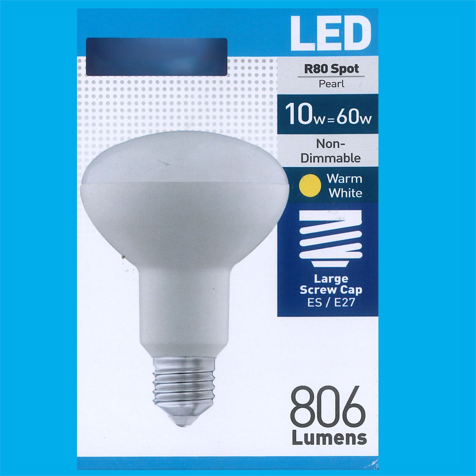 12x 10W (=60W) R80 LED Pearl Reflector Spot Light Bulb E27 3000K Warm ...