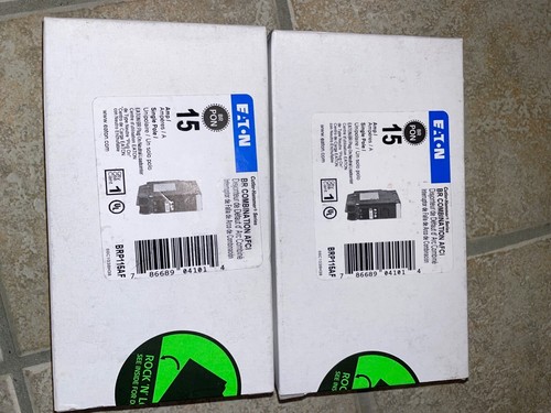 Two Eaton BRP115AF 120/240V 15A Single Phase Circuit Breakers ...