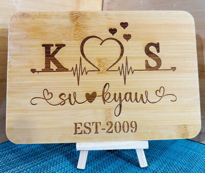 Engraved Couple Personalized Monogram EST year on Bamboo board Desk ...
