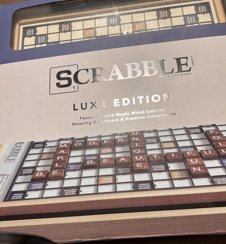Scrabble Luxe Maple Edition Rotating Luxury Wooden Game Board WS BRAND ...