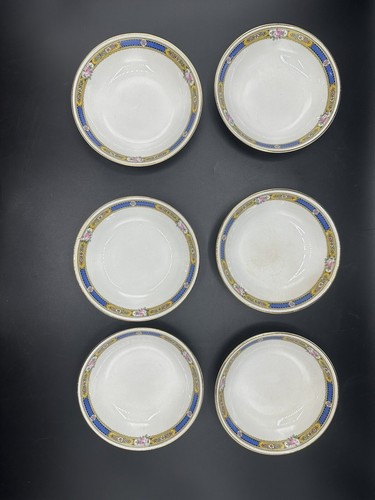 CLT6 by CARROLLTON 6-Fruit/dessert 5” Bowl Blue & Yellow Band Pink ...