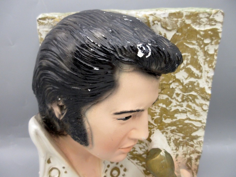 VTG Elvis Presley With Mic Chalkware Plaster Bust Tabletop Or Wall ...