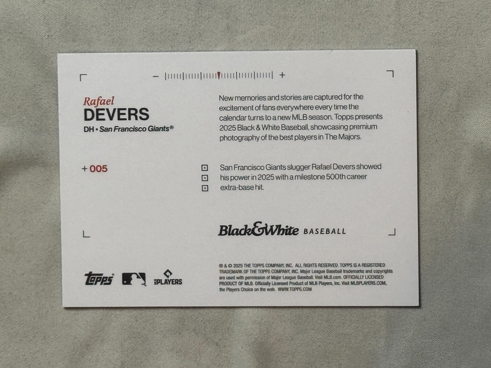 2025 Topps Black & White Rafael Devers #005 Giants | eBay