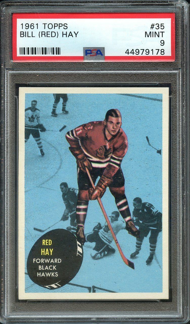1961 TOPPS 35 BILL (RED) HAY PSA MINT 9 Case Is Cracked In Top Right ...