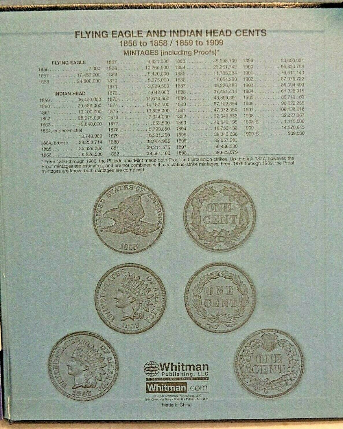 Whitman Classic Album #9111 Flying Eagle and Indian Head Cents 1856 ...