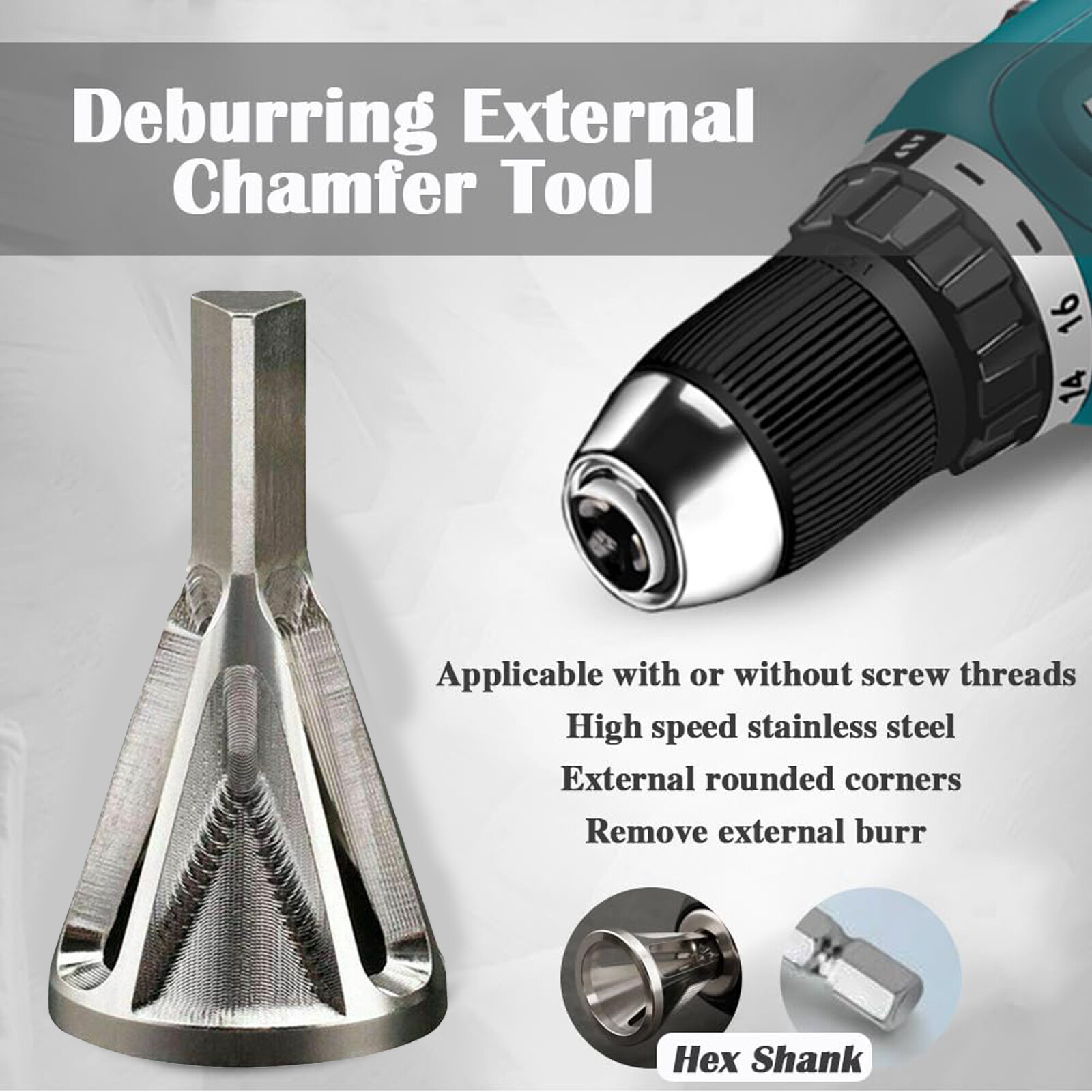 2PCS Deburring External Chamfer Tool Stainless Steel Remove Burr Tools ...