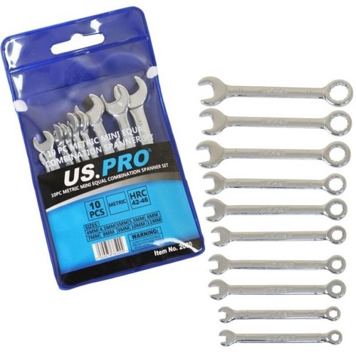 US PRO 10pc MINI COMBINATION SPANNER SET 4mm to 11mm small metric ...