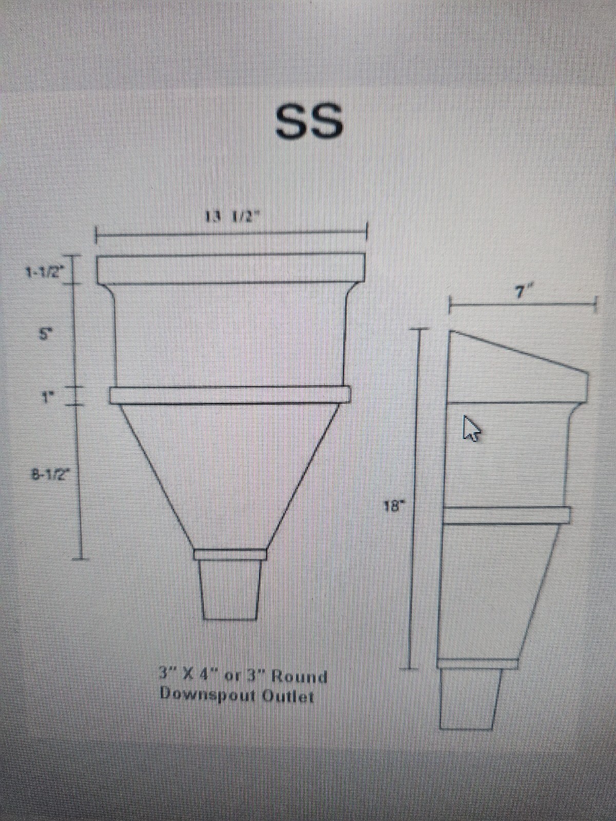 Conductor Head Scupper Box One Piece Molded Plastic 3"x4" or 3 ...