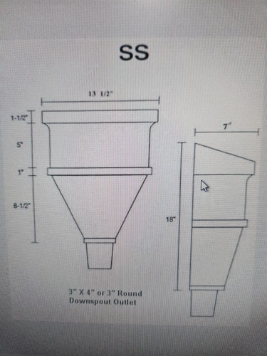 Conductor Head Scupper Box One Piece Molded Plastic 3"x4" or 3 ...