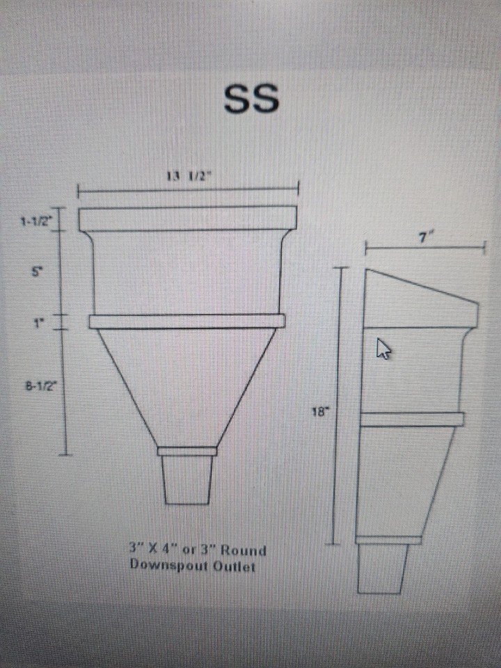 Conductor Head Scupper Box One Piece Molded Plastic 3"x4" or 3 ...