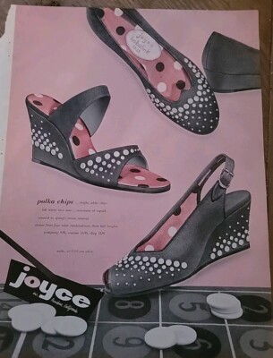 1955 Women's Joyce Shoes Poker Polka Chips vintage Fashion Art Ad | eBay