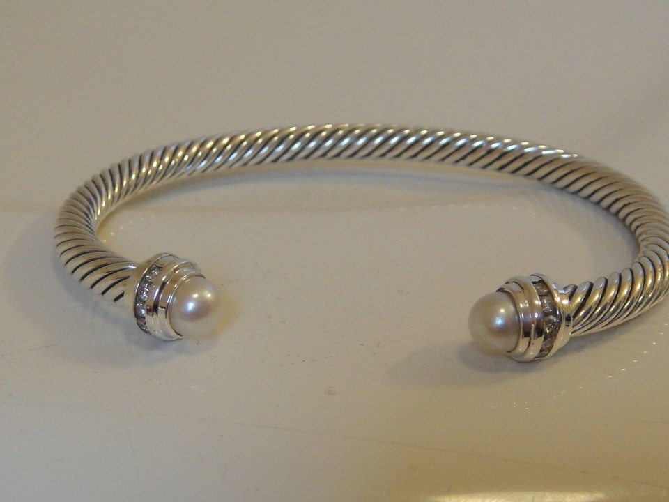 $950 DAVID YURMAN SS PEARL DIAMOND BRACELET | eBay