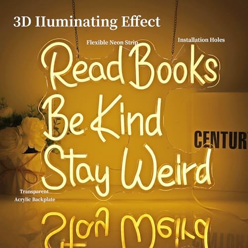 Read Books Be Kind Stay Weird Neon Sign for Wall Decor Led Neon Book ...