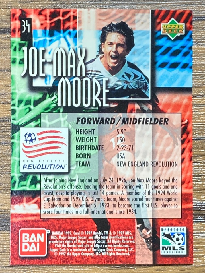 Upper Deck Bandai MLS Card 1997 Joe Max Moore New England Revolution | eBay