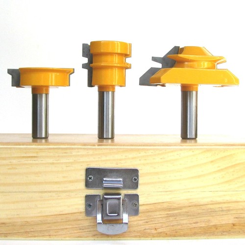 3pc 45° Miter, Glue & Drawer Lock Joint Router Bit Set S | eBay