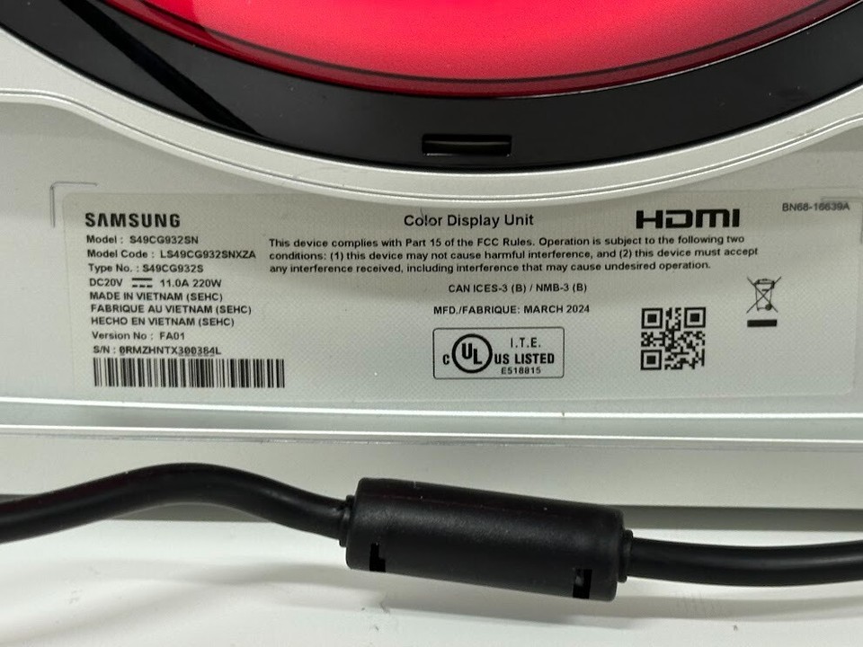 Samsung 49" Odyssey OLED (G93SC) Curved Gaming Monitor LS49CG932SNXZA ...