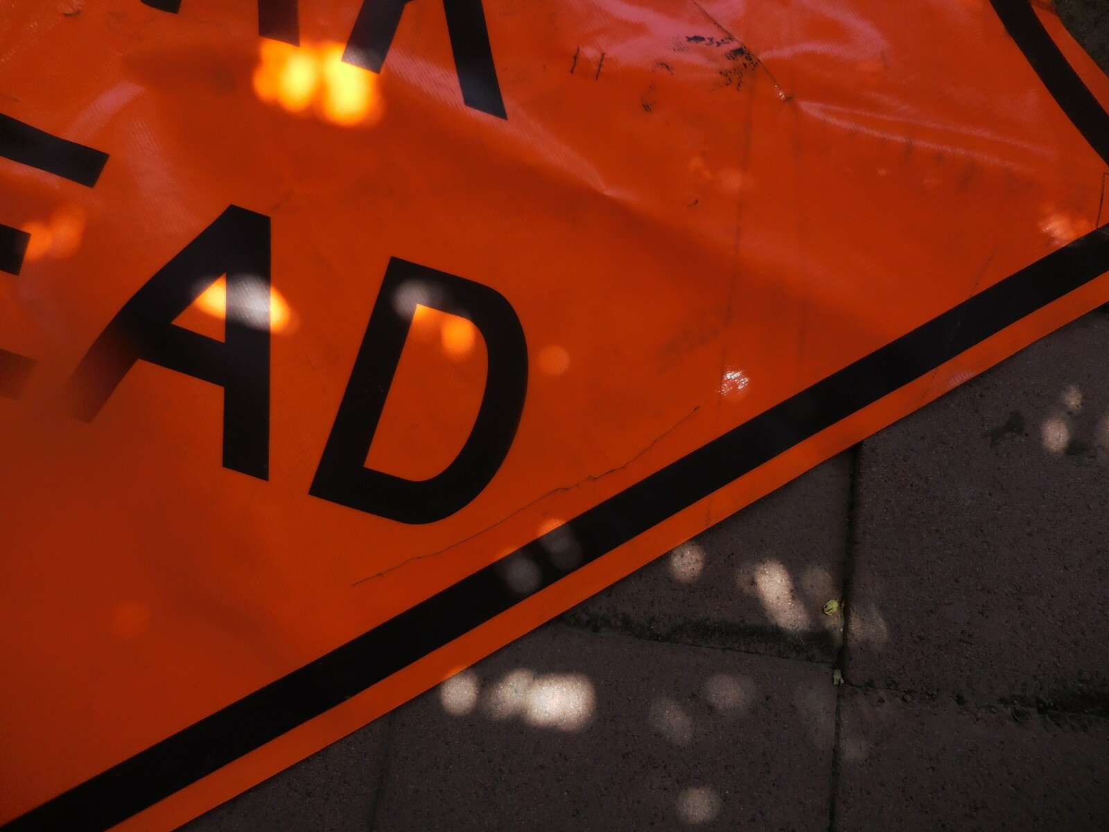 Vintage Authentic Large Vinyl Street Sign, ROAD WORK AHEAD measures 68 ...