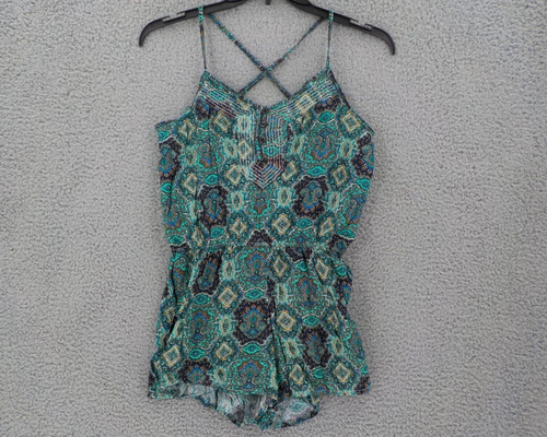 Raya Sun Womens Swim Suit SZ L Turquoise Geometric Pattern Deco Stitch ...