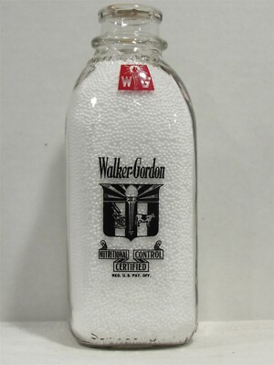 SSPQ Milk Bottle Walker Gordon Dairy 2-Color Nutritional Control ...