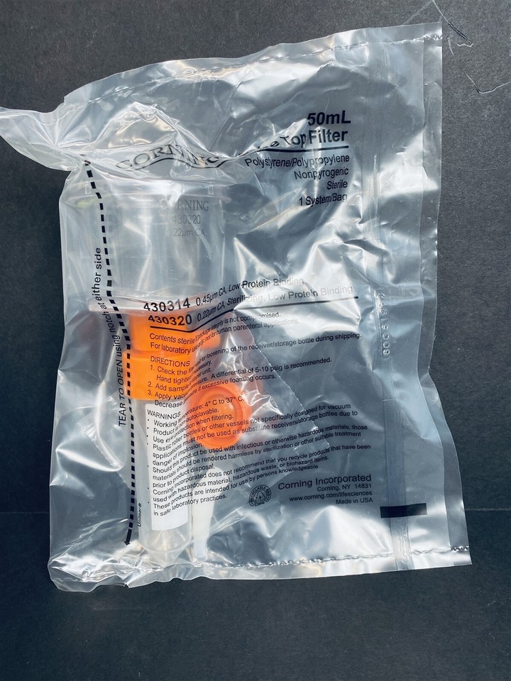 Corning 430320 Cellulose Acetate 0.22 µm 50mL Tube Top Filter, Sterile ...