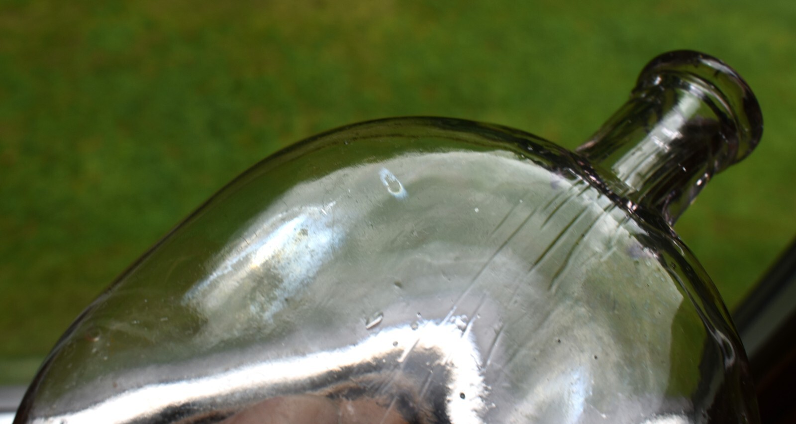ANTIQUE PUMPKIN SEED FLASK BOTTLE CLEAR Light Tint NICE CONDITION 12 oz ...