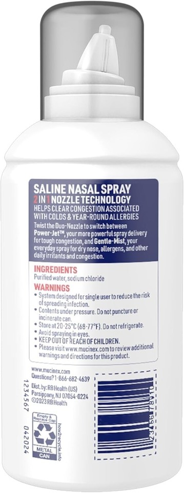 Mucinex Sinus Saline Nasal Spray & Sinus Rinse, with 2-in-1 Jet + Mist ...