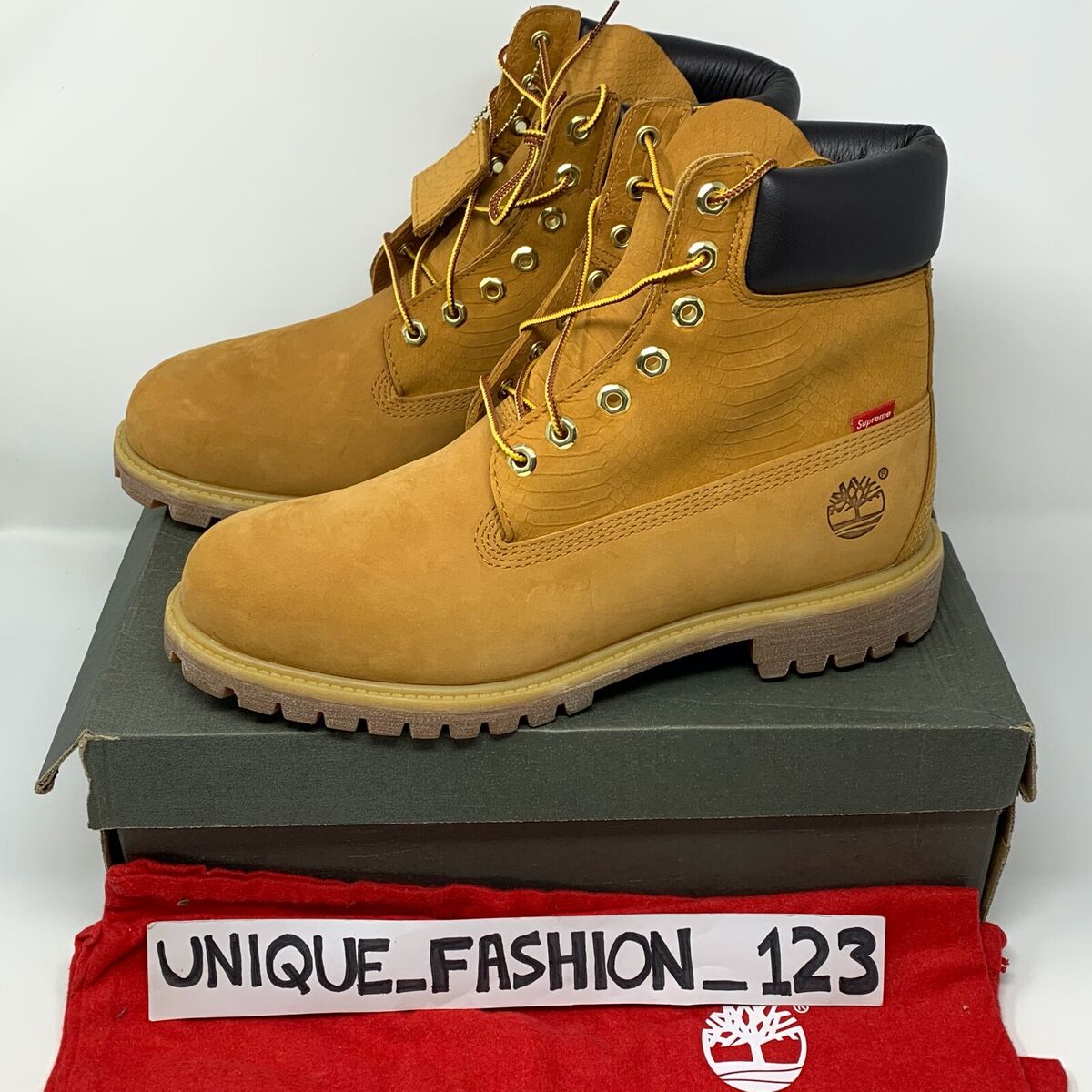 SUPREME X TIMBERLAND 6 INCH PREMIUM BOOT WHEAT SNAKE US 10.5 SUPREME X TIMBERLAND 6 INCH PREMIUM BOOT WHEAT SNAKE US 10.5