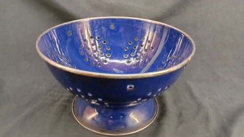VTG Blue Enamel Colander Strainer Without Handles 8.75" Diameter Needs ...