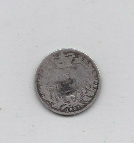 1881 GREAT BRITAIN VICTORIA ONE SHILLING SILVER COIN VERY NICE FREE ...