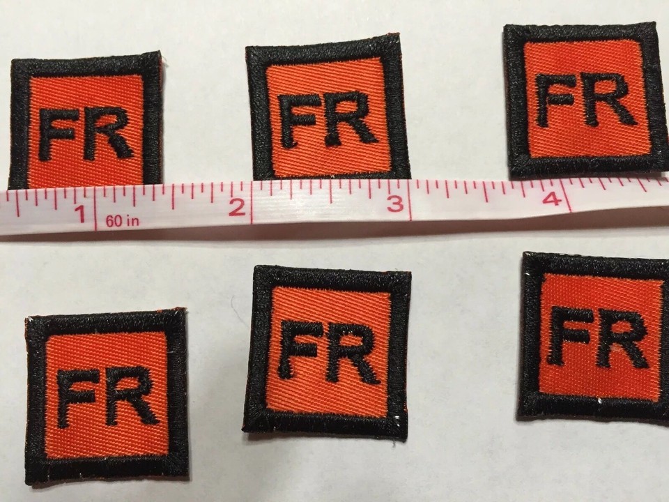 7 FR Patches Replacement Tags Fire Resistant Retardant FRC Orange Black ...