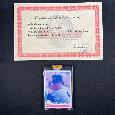 1979 Topps Baseball Proof Lou Piniella Yankees 1/1 Topps Vault COA | eBay