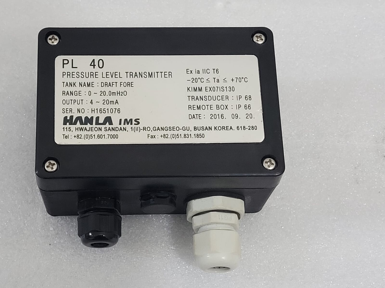 Hanla IMS PL 40 Pressure Level Transmitter Range 0~20.0mH2O PL40 New ...
