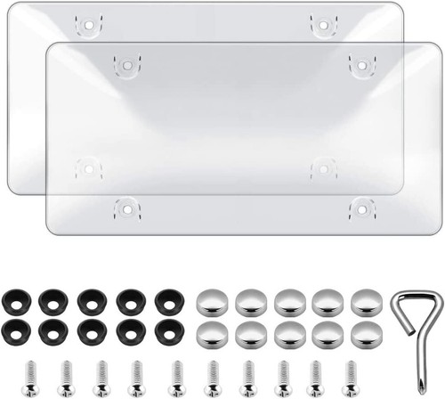 2 Unbreakable Clear License Plate Covers Tag Frame Bubble Shield Truck ...