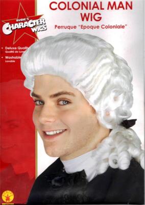 GEORGE WASHINGTON 17th Century Colonnial Civil War Mens WHITE HAIR WIG ...