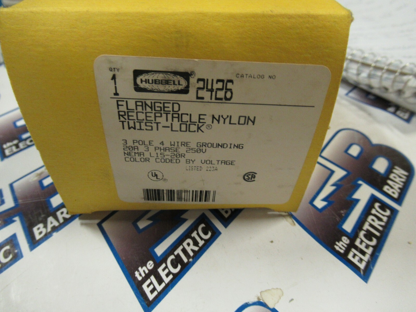 HUBBELL 2426 L15-20A 20A 250V 3P 3PH4W Flanged Twist-Lock Receptacle ...