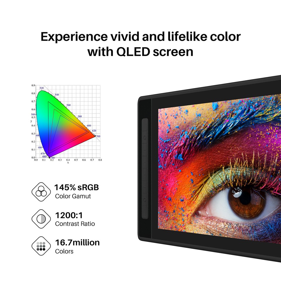 Huion KAMVAS PRO 16 2.5K QLED Drawing Tablet Display metal shell + 8 ...