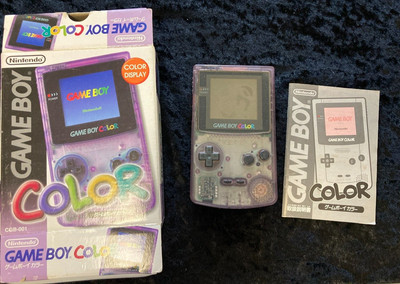 Nintendo Gameboy Color Console Clear Purple W/Box, Manual GBC Japanese ...