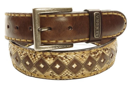 Hochwertiger doppelgenähter Sendra Gürtel Belt in Braun Python | eBay.de