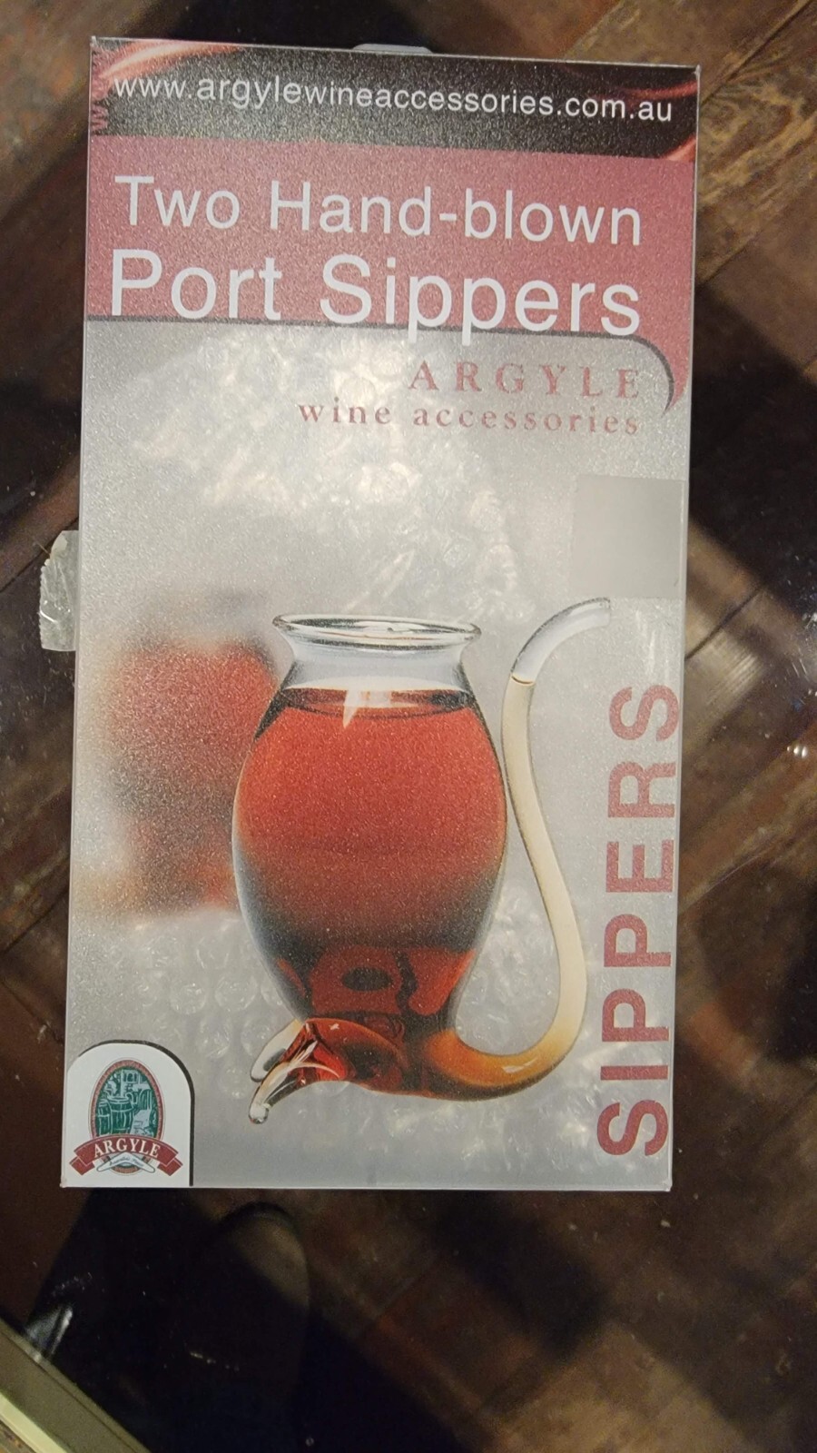 Port Sippers NIB X 4 Hand-Blown Clear Glass Unusual “S” Shape Argyle ...