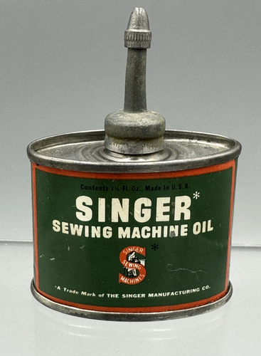 Vintage SINGER SEWING MACHINE OIL Can HANDY OILER Advertising LEAD TOP ...