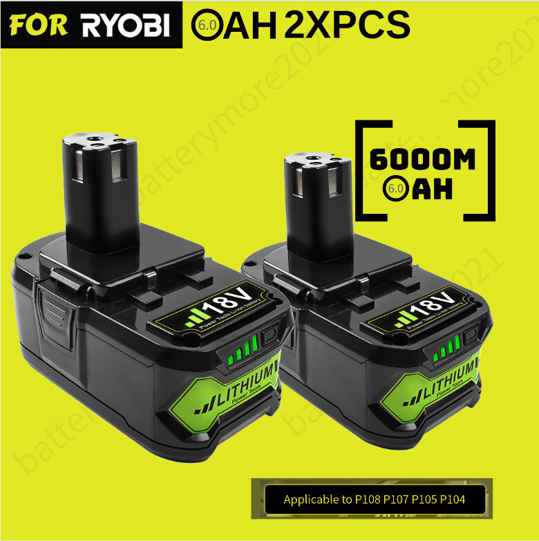 For RYOBI P108 Battery 18V High Capacity 18Volt Lithium-Ion 12.0Ah 6 ...