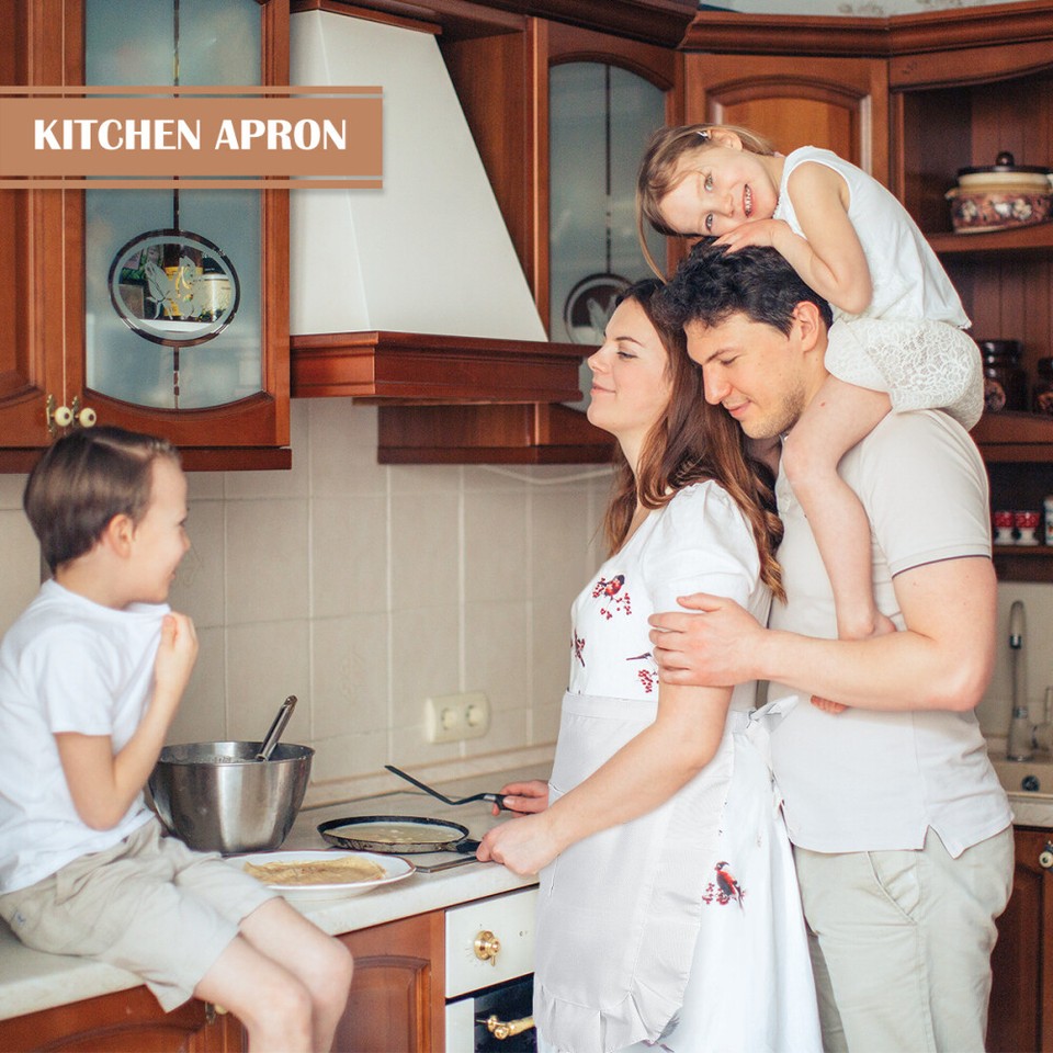 Frilly Apron Half Waist Short White Pinny Women Small Bib Pocket | eBay UK