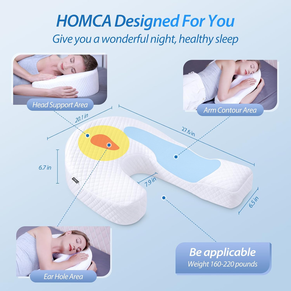 Pillow for Side Sleeper Body Pillow for Adults Memory Foam Pillow with ...