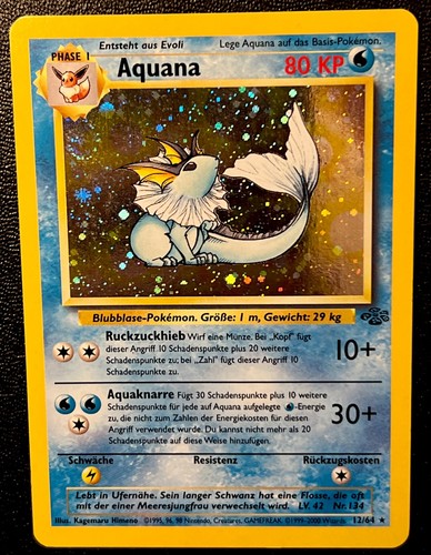 German Vaporeon Aquana 12/64 VLP Holo Rare Funny Eevee Fart Swirl ...