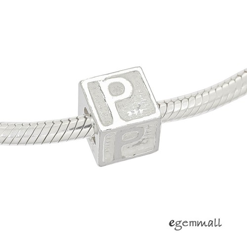 1 Sterling Silver Alphabet Initial Letter Cube Charm Bead Fit European ...